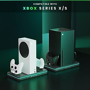 CODOGOY Vertical Charging Stand with Cooling Fan, Compatible with Xbox Series X/S Console and Controller, Dual Controller Charger Station Dock Accessories with 3 USB Ports