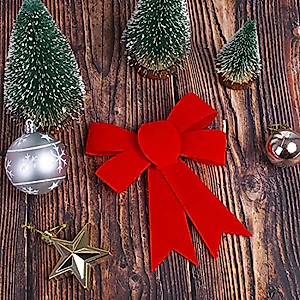 KIMOBER 12PCS Red Christmas Bows,Small PVC Velvet Christmas Wreath Bows for Xmas Tree Garland Party Decoration(6.3 x 5.5 Inches)