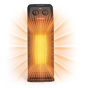 ECOWELL 18" Tower Heater for Indoor Use, 1500W Fast Heating Ceramic Electric Heater with Thermostat, 3 Modes, Tip-Over Protection, 60° Oscillating Portable Space Heater for Office Bedroom EHT180