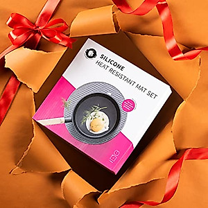 Gourmanity Cook 4 Pack, Silicone Trivet Set | Heat-Resistant Mats for Countertops | Grey Silicone Hot Pads for Kitchen | Non-Slip Silicone Trivets for Hot Pots & Pan