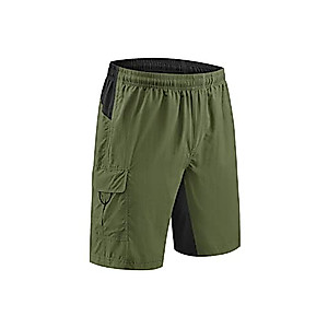 BALEAF Men's Mountain Bike Shorts Loose-fit Bicycle Shorts, Cycling 3D Padded Gel MTB Biking Lightweight SPF 50+ ArmyGreen Size XL