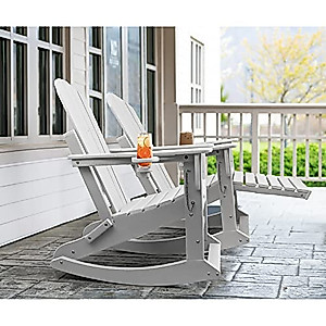 FUNBERRY Patio Rocking Chair Set of 2,Porch Rocker,Rocking Adirondack Chair,Folding Adirondack Chairs with Ottoman,All Weather Rocking Chair,Plastic Rocking Chair,350 lbs