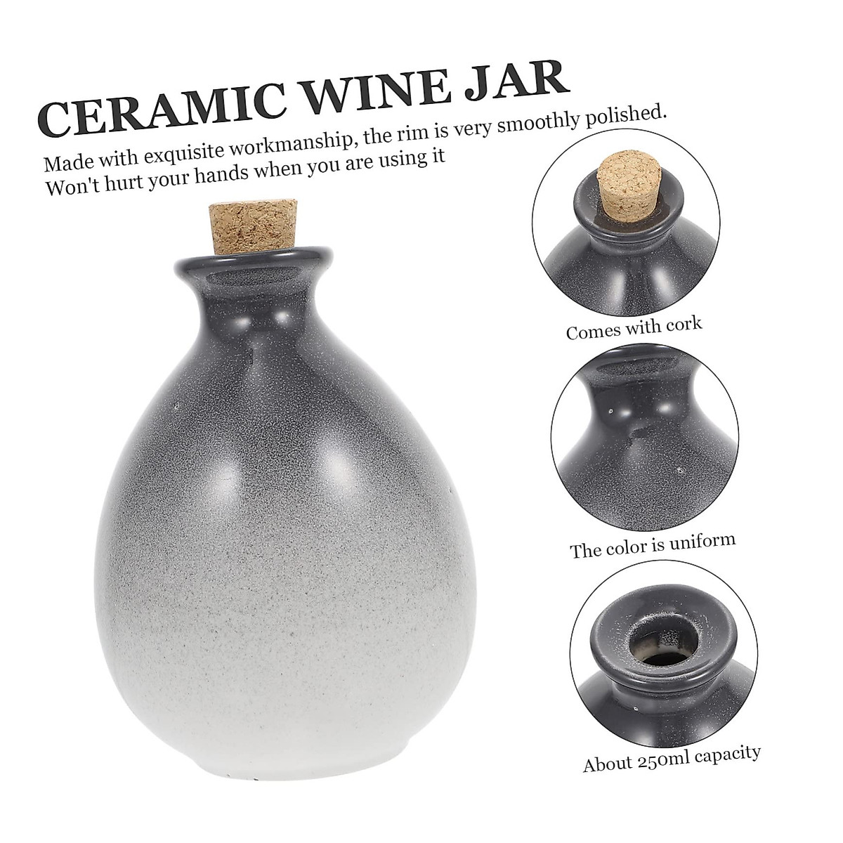 UPKOCH Corked Wine Bottle Wine Jar Soy Sauce Ceramics Cork Sake