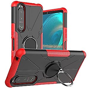 LiuShan Compatible with Sony Xperia 5 III case,360° Rotation Ring Holder KickstandMilitary Grade Shockproof Cover for Sony Xperia 5 III Smartphone（Not Applicable Sony Xperia 1,Red