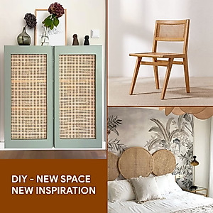 KOLWOVEN 16" Width x 10 Feet Plastic Cane Webbing for Caning Projects Natural Pre - Woven Open Mesh Cane - PE Rattan Cane Webbing Rattan Roll Cabinet Chair (10 FEET)