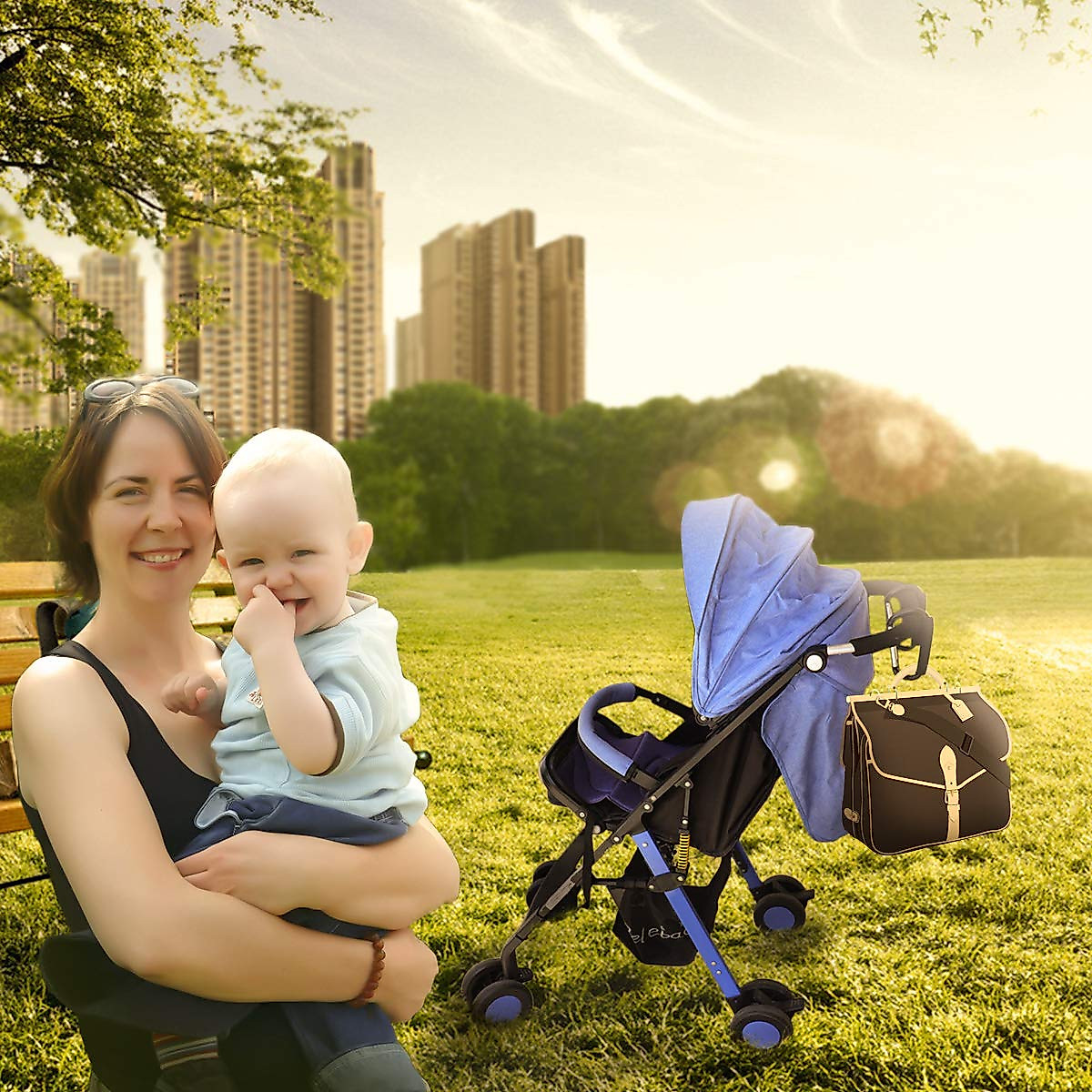 Baby Stroller Hooks Clips,Mommy Hook Stroller Accessory Clip,2Pcs Universal Mom Strollers Diaper Storage Bag Hooks Wallet Shopping Bags Spring Snap Keychain Clip Hook D Ring Spring Clips(Black)