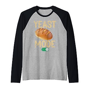 Bread Baking Yeast Mode Sourdough Starter Jar Delicious Cake Raglan Baseball Tee
