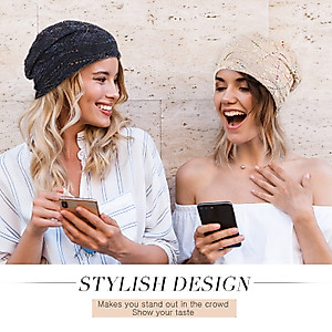 SATINIOR 5 Pieces Women's Slouchy Beanie Chemo Hat Stretch Cancer Head Wraps Sleep Head Scarf for Cancer Patient Multicoloured