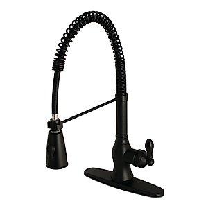 Kingston Brass GSY8890ACL American Classic Single-Handle Pull-Down Kitchen Faucet, 10-1/16" in Spout Reach, Matte Black