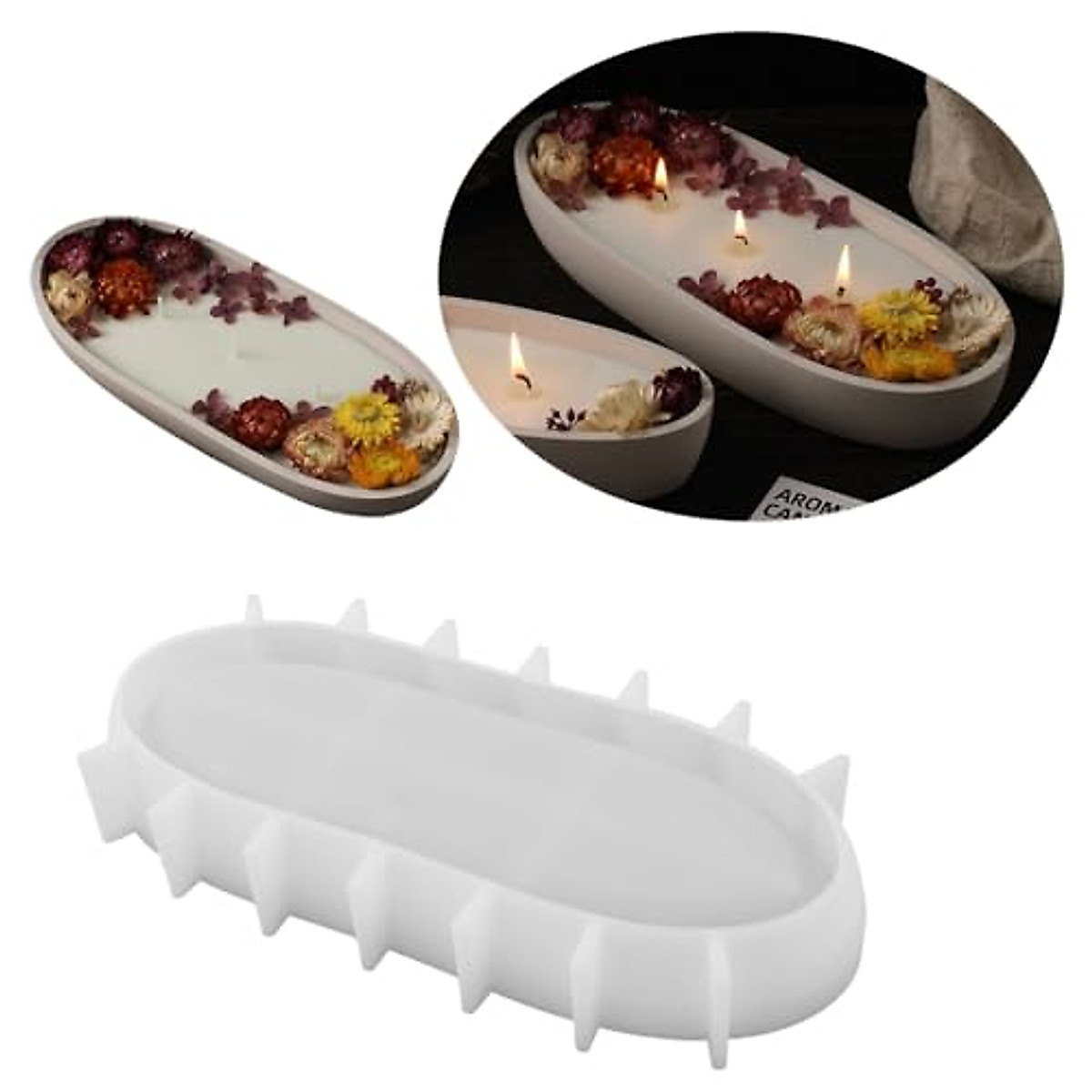 AOOOWER DIY Storage Tray Mold Jewelry Container Resin Casting Mold DIY Candle Holder Mould Simple Boats Tray Mold Easy to Clean