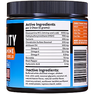 Senior Dog Joint Supplement -1000mg Glucosamine for Dogs -Advanced Hip & Joint Support Chews w/Glucosamine, Chondroitin, MSM, Turmeric & Omega 3 for Pain & Inflammation Relief, Improved Mobility