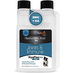 Canine Hyaluronic Acid + Zinc by Hyalogic - Joint & Immune Support, HyaFlex Pro Pure 8oz - Liquid Oral HA Dog & Pet Supplement
