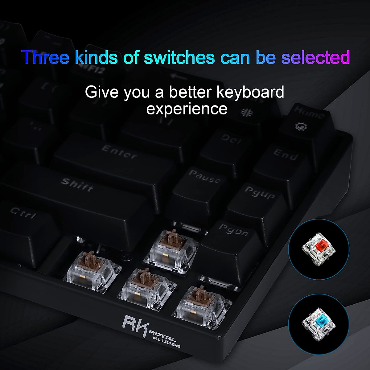RK ROYAL KLUDGE RK71 Mechanical Keyboard 70% Compact Bluetooth Keyboard 71 Keys,Tenkeyless USB Wired/Wireless Portable Gaming/Office with Stand-Alone Arrow Keys for Windows MacOS (Brown Switch-Black)