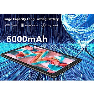 GOODTEL 2024 Newest Tablet 10-inch 10GB RAM 64GB ROM 1TB TF, Android 13, WiFi 5G/2.4G, Bluetooth 5.0, GMS, Widget, Split-Screen Function, AGPS, OTG, Type-C, 3.5mm AUX, 6000mAh, 8+5MP, Black