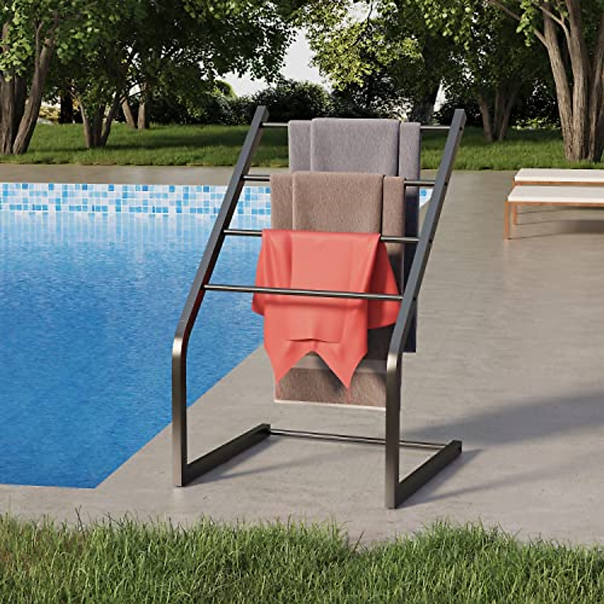 Honiter Towel Racks for Bathroom, 4 Tier Free Standing Towel Rack, Black Metal Towel Holder Stand for Blanket Rack, Bathroom Accessories Organizer for Bath Storage & Hand Towels, Next to Tub or Shower