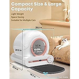 Litter Box Self Cleaning Easy to Use - Pet Friendly Automatic Cat Litter Box with Clean Air - Large Space Kitty Litter Box Self Cleaning - Cat Litter Box Smart