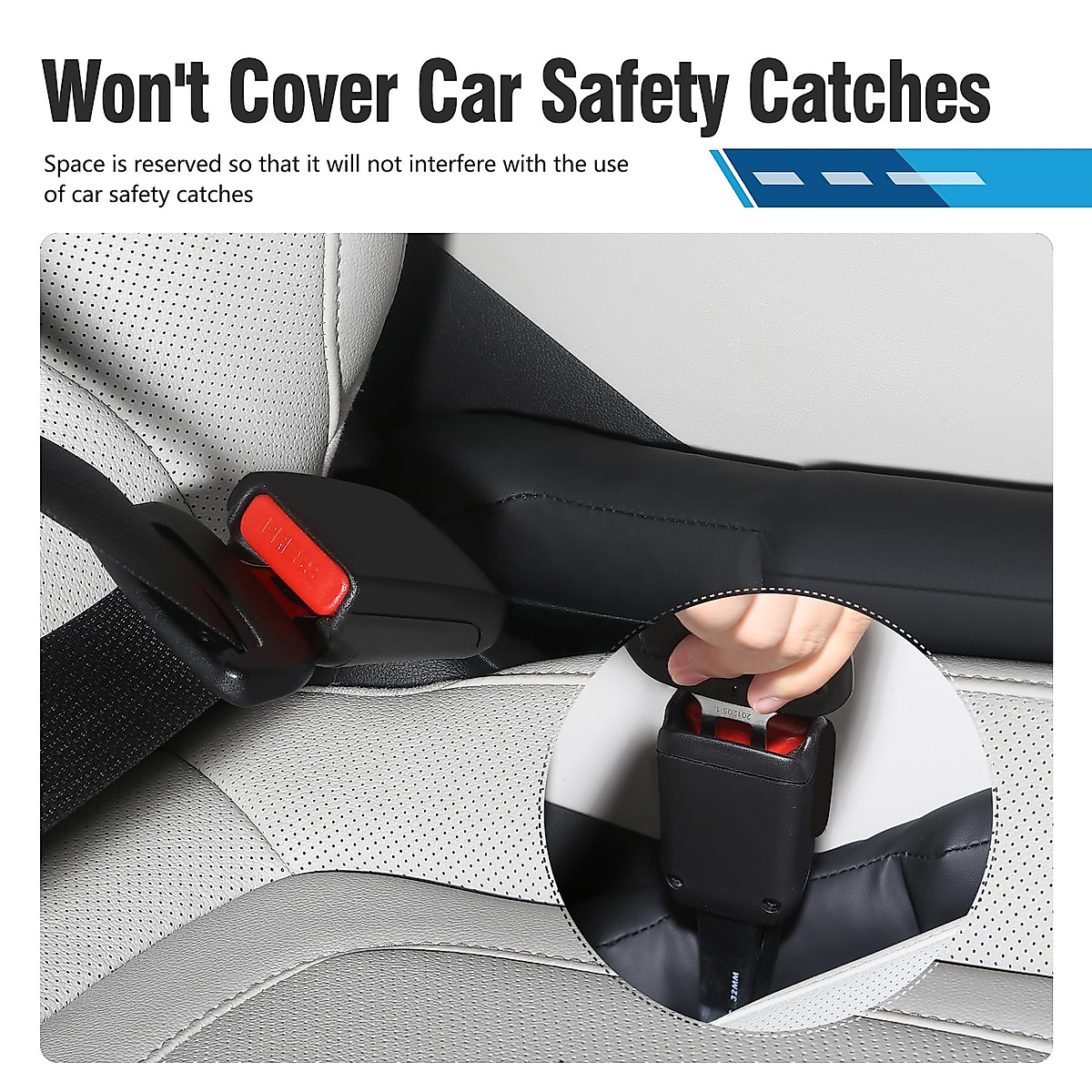 VAWIT Leather Car Seat Gap Filler Universal Fit Organizer for Most Cars Trucks SUVs Stop Things from Dropping, Pack of 2, Black