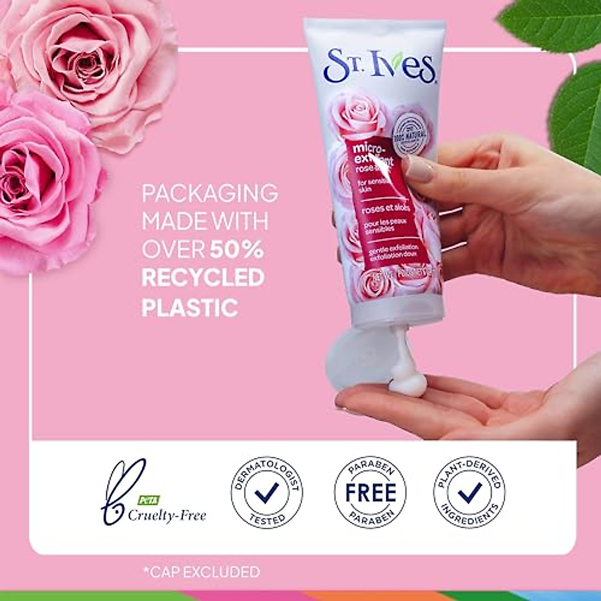 St. Ives Gentle Smoothing Face Scrub, Rose Water & Aloe Vera Exfoliator, Facial Scrub Made with 100% Natural Exfoliants, Paraben Free, Oil-Free, Dermatologist Tested 6 oz, 6 Pack