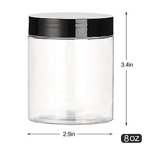 8 OZ Plastic Jars with Lids, (Dabacc) 24 Pack Clear Plastic Slime Containers for Kitchen and Household Food Storage of Dry Goods, Creams and More, BPA Free