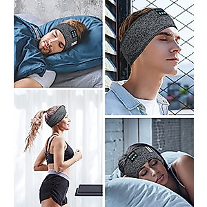 Sleep Headphones Headband, Wireless Sleep Earbuds, Soft Elastic Cozy Headband Headphones, Sleep Headband for Workout, Yoga, Travel, Gift for Women Men
