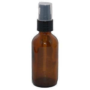 1 oz Amber Boston Round Glass Bottle with Fine Mist sprayer 6/bx