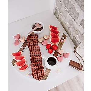 Mud Pie Large Round White/Natural Brown Wood Serving Paddle Board 25 1/5" x 20"