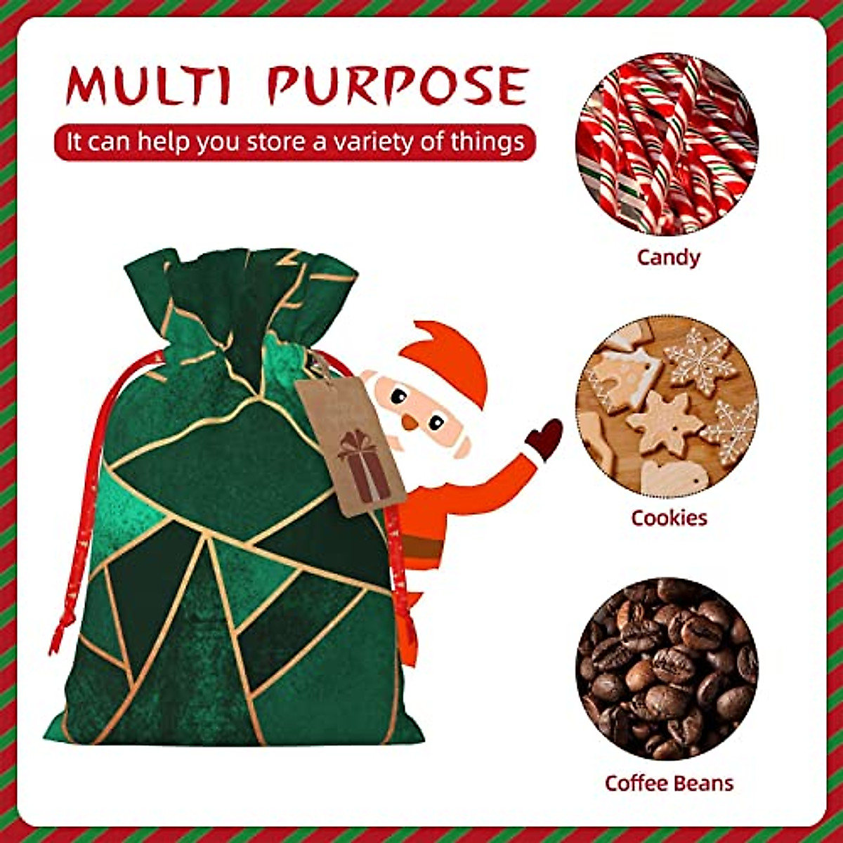 Black And Gold Geometricchristmas Drawstring Gift Bag, Linen Drawstring Gift Bag, Reusable Drawstring Gift Bag, Used For Christmas, Birthday, Wedding Supplies