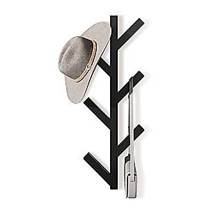 RRG Vertical Coat Rack Wall Mounted 16 Inch, Metal Vertical Hat Rack for Wall, Modern Wall Coat Tree for Hats, Jackets, Bags, Entryway Bedroom (Height 16")