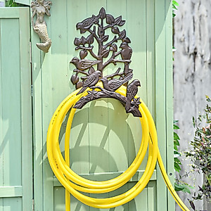 Sungmor Heavy Duty Cast Iron Hose Holder,Garden & Yard Decorative Birds Wall Mounted Hose Butler,Water Pipe Holds,Rack,Hanger,Antique Wall Decorations