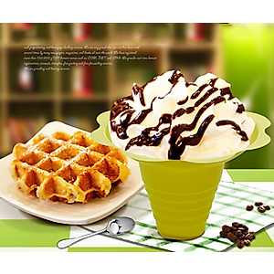 Qixivcom 60 Pack Disposable Ice Cream Cup 4oz Cone Cup Flower Shaved Smoothie Ice Bowl Flower Drip Cup Small Bowl Perfect for Cold Drink Cups for Ice Cream, Shaved Ice, Fruit Smoothie (Yellow)