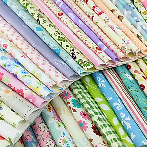 flic-flac Quilting Fabric Squares 100% Cotton Precut Quilt Sewing Floral Fabrics for Craft DIY (10 x 10 inches, 60pcs)