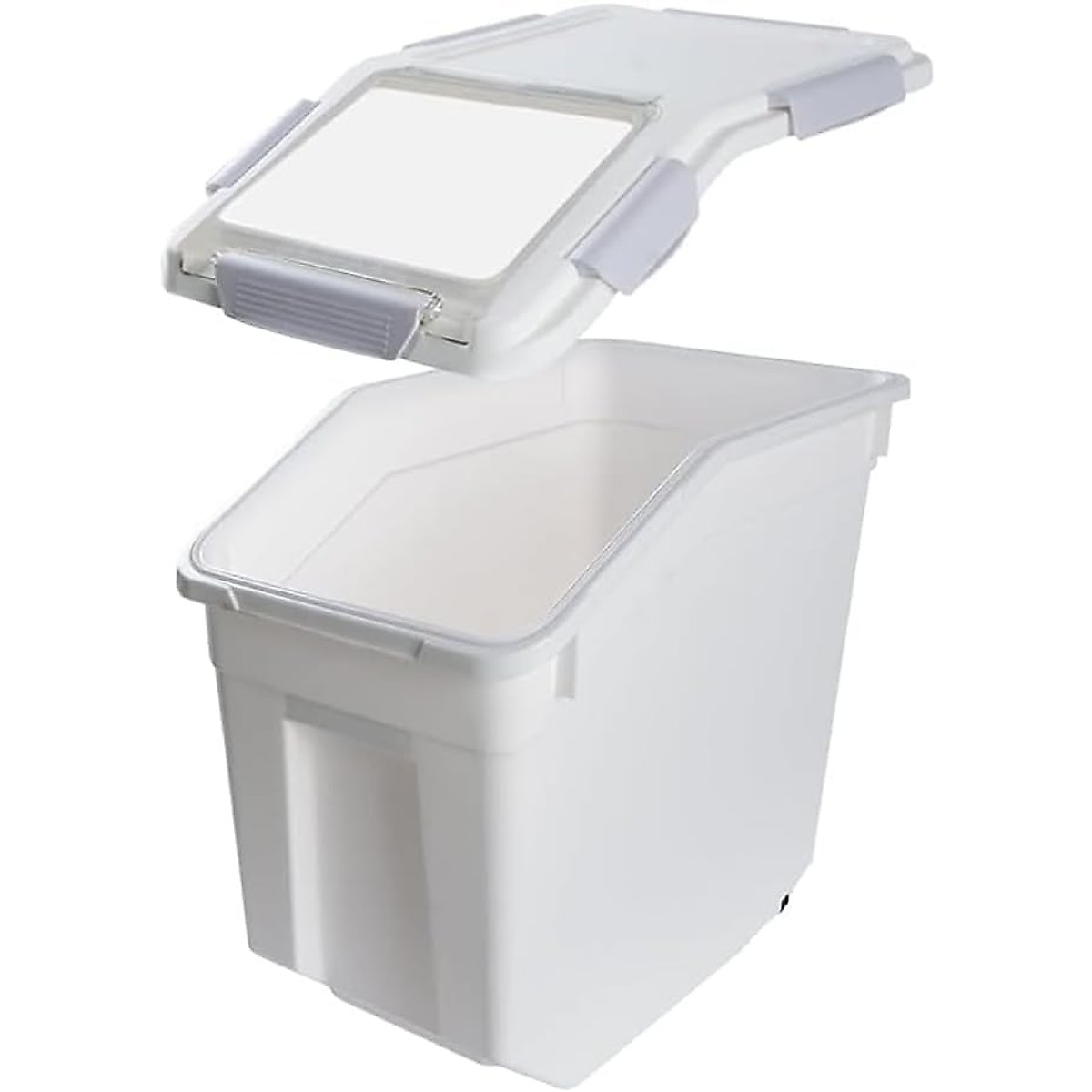 RUIAN 2pcs Food Container, Food Storage Box With Lid and Shovel, Airtight Flour Storage Container 25 lb Rice Storage Container with Wheels for Kitchen Flour, Rice, Grain,（Gray）