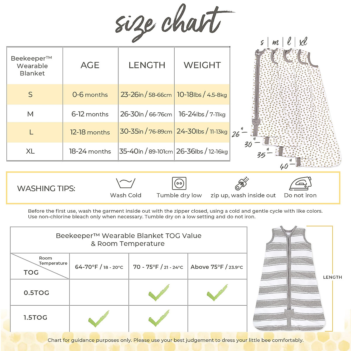 Burt's Bees Baby Baby Beekeeper Wearable Blanket, 100% Organic Cotton, Swaddle Transition Sleeping Bag, Quilted Grey Rugby, Medium