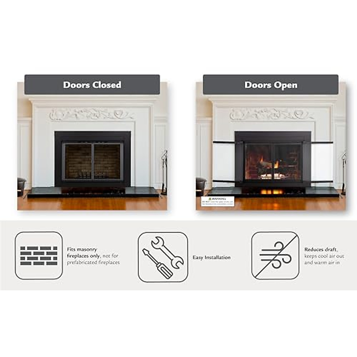 Pleasant Hearth AN-1010 Alpine Fireplace Glass Door, Black, Small