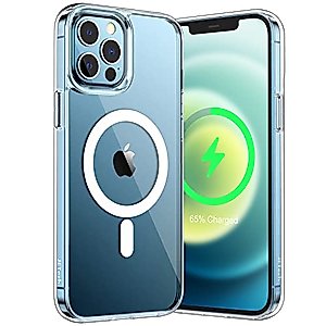 JETech Magnetic Case for iPhone 12 Pro Max 6.7-Inch Compatible with MagSafe Wireless Charging, Shockproof Phone Bumper Cover, Anti-Scratch Clear Back (Clear)