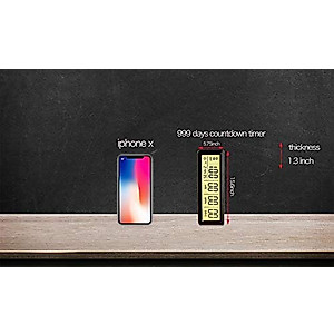 Digital 999 Days Countdown Timer Display time for Retirement Vacation Exam Wedding lab Kitchen Project Meeting(2C Batteries Included)/Black