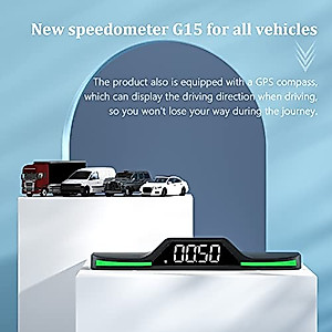 AWOLIMEI Digital Speedometer for Car g15 ，Heads Up Display for Cars with Overspeed Alarm, Fatigue Driving Alarm，USB Plug and Play，Suitable for All Car (G15)
