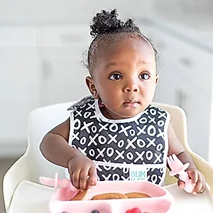 Bumkins Starter Bib, Baby Bib Infant, Waterproof Fabric, Fits Infants and Babies 3-9 Months â€“ Hearts & XOXO (2-Pack)