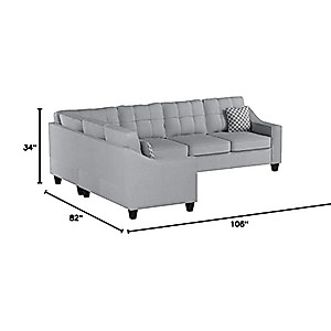 Oliver Smith 295 Light Sofa Sectional, Gray/Grey