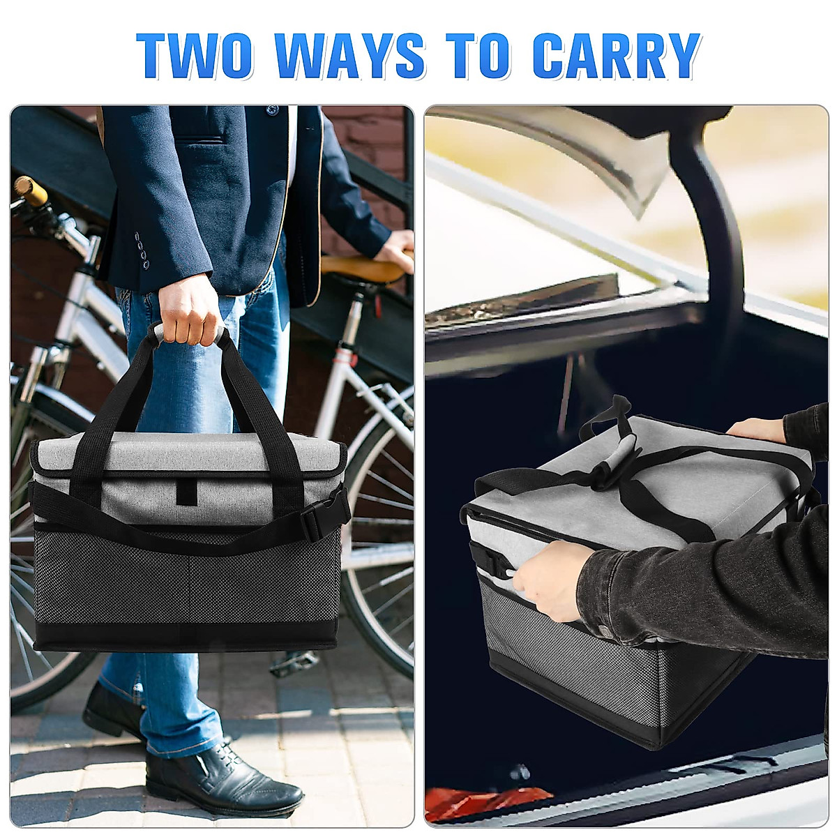 Feestars Large Grill Caddy with Lid and Paper Towel Holder for Picnic, Collapsible& Insulated BBQ Accessory Organizer, Easy Carry Griddle Caddy for Picnic/Barbecue Utensil/Camping/Tailgating