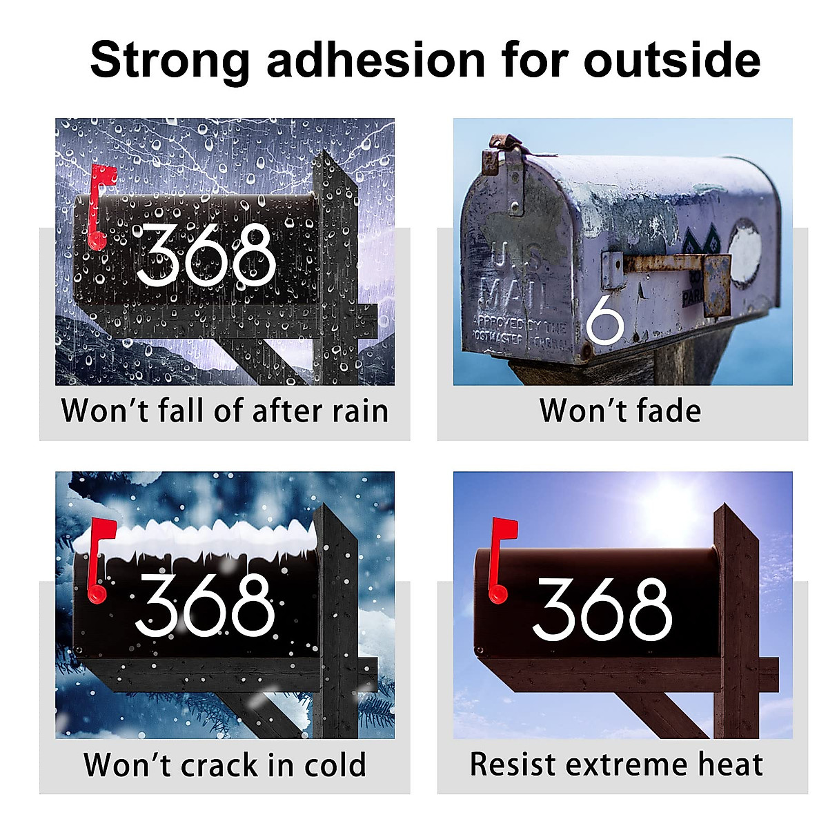 3 inch 30 Pcs Reflective Mailbox Numbers Stickers for Outside, Easy Installation with Prolonged Backing for and Pre-cut, Self Adhesive White Vinyl Address for House Address Sign Window Trash Bins