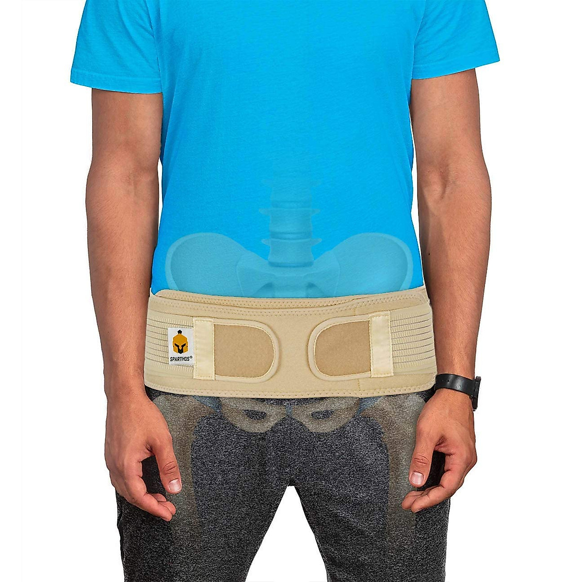 Sparthos Sacroiliac Si Hip Belt [Size Regular - Beige] Ice Packs for Injuries [Size Large + Cover]