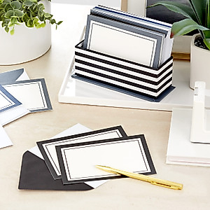 Hallmark Blank Cards Assortment with Organizer, Black & White Stripes (40 Note Cards with Envelopes) for Graduation, Just Because, All Occasion