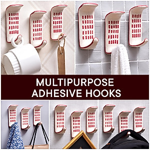 IndianShelf 3 Unique Adhesive Coat Hooks Sticky Hooks Shower Hooks for Loofah Self Adhesive Towel Holder No Damage Wall Hangers Towel Hooks for Bathrooms Key Hooks for Wall Checked Kitchen Wall Hooks