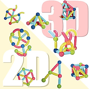 BAIBAOLE 82 PCS Magnetic Balls and Rods Set Magnet Balls Toys for Kids DIY Magnetic Toys Magnetic Building Sticks 3D Educational Toy Gift for Boys and Girls Ages 3 4 5 6 7 8-15