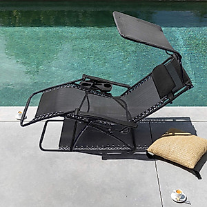 Homall Zero Gravity Chair Patio Lawn Chair Lounge Chair Folding Recliner Adjustable Outdoor with Canopy Shade,Cup Holder (Black)