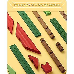 SainSmart Jr. 110 PCS Wooden Log Cabin Set Building House Toy for Toddlers, Classic STEM Construction Kit with Colorful Wood Logs Blocks for 3+ Years Old