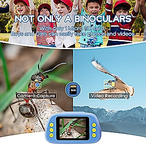 Andonstar AD122 Kids Microscope&Telescope Double Lens, Portable Handheld Microscope Binoculars, Digital Camera&Video Microscope Kit for Kids, 2" LCD Blue, Windows/Mac Compatible, SD Card Included