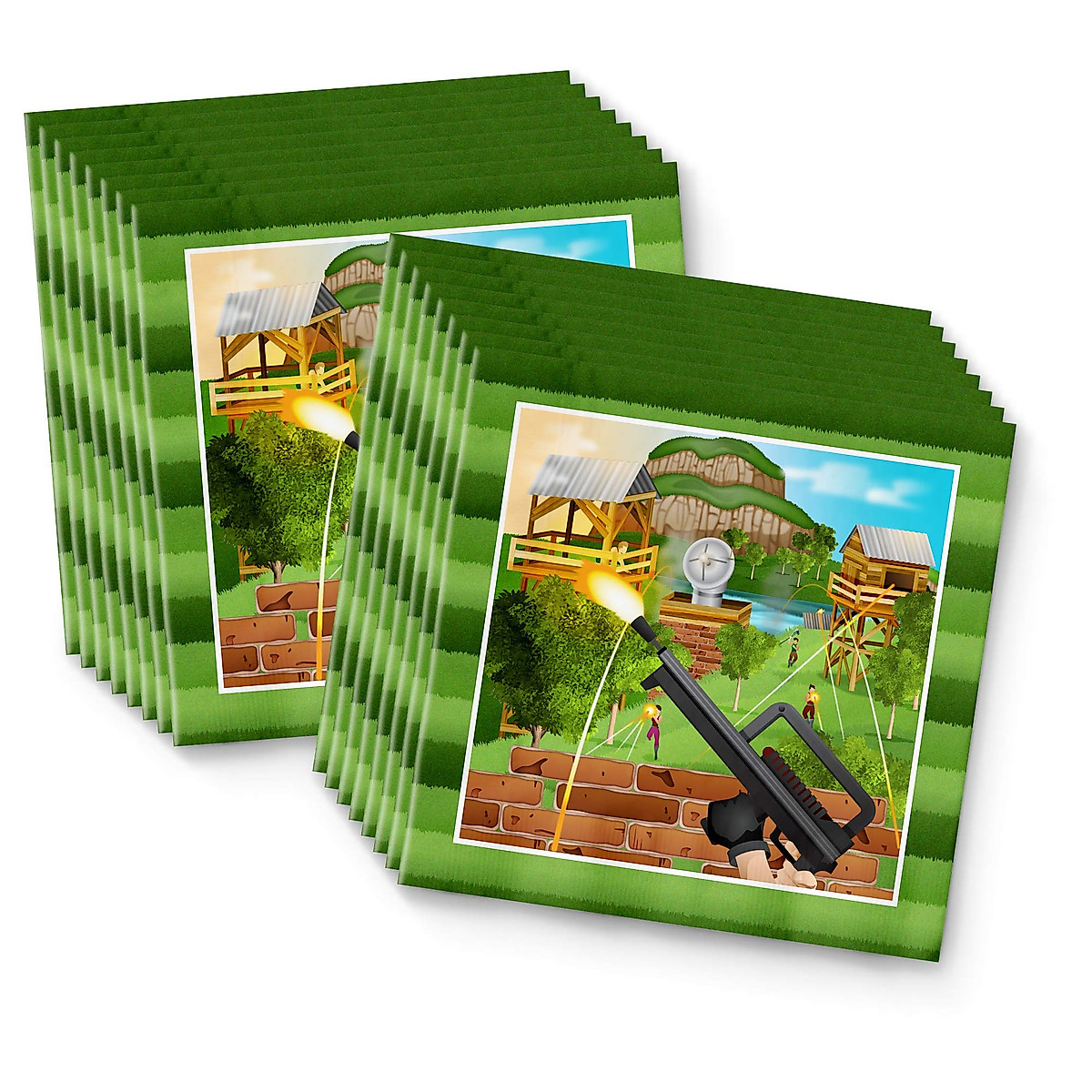 Fort nite Party Supplies - Battle Gamer Birthday - Fortnight Video Game Party Decorations | Disposable Tableware Set Includes Plates Napkins Cups | Kit for 16