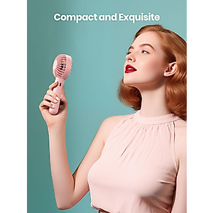 Warmco 2-Pack Handheld Mini Fan Portable USB Rechargeable Small Hand Held Fan with Base Personal Desk Fan Super Compact Cooling Fan for Makeup, Home, Office, Travel, and Outdoor Activities